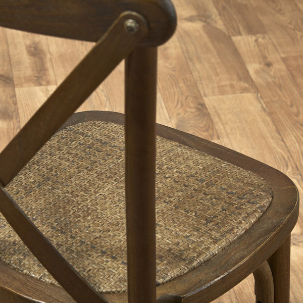 Crossback Stacking Chair - Rustic Oak with Rattan Seat – Mogo Direct