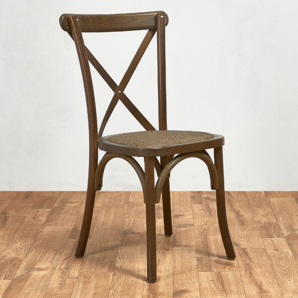 Crossback Stacking Chair - Rustic Oak with Rattan Seat – Mogo Direct