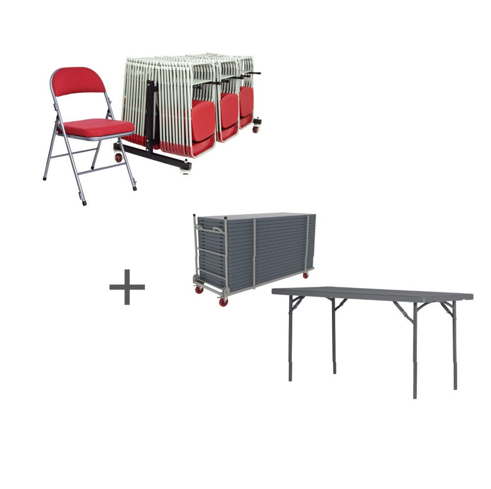 Deluxe Folding Furniture Bundle - 20 Plastic Folding Tables, 30 Foldin ...