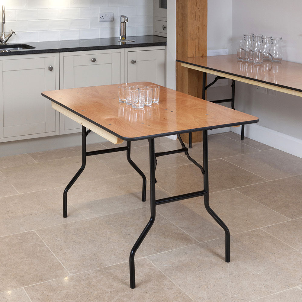 Rectangular Wooden Folding Trestle Table - 4ft x 2ft 6in (1220mm x 760 ...